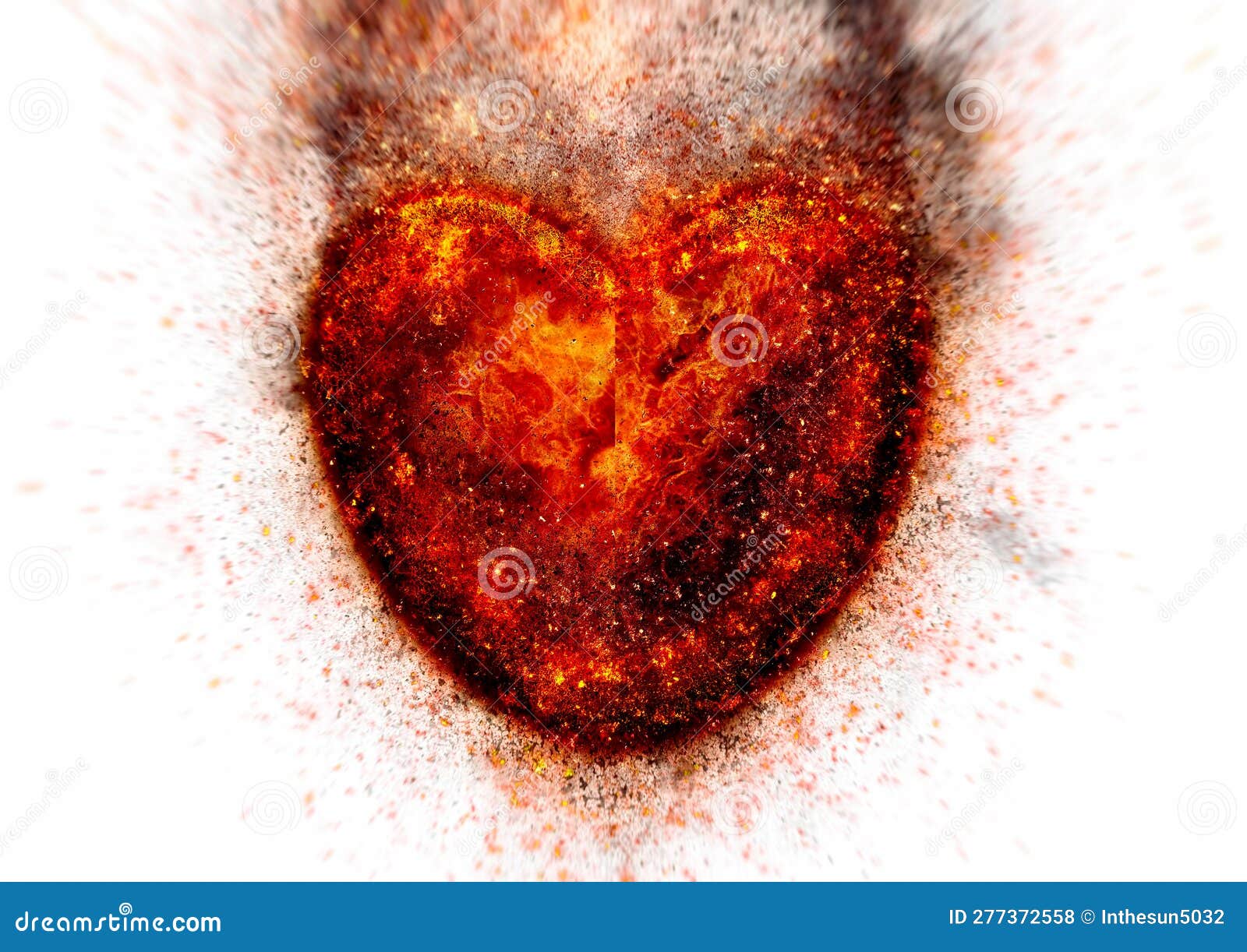 3d Illustration of Flames Burning in Heart Shape Stock Illustration ...