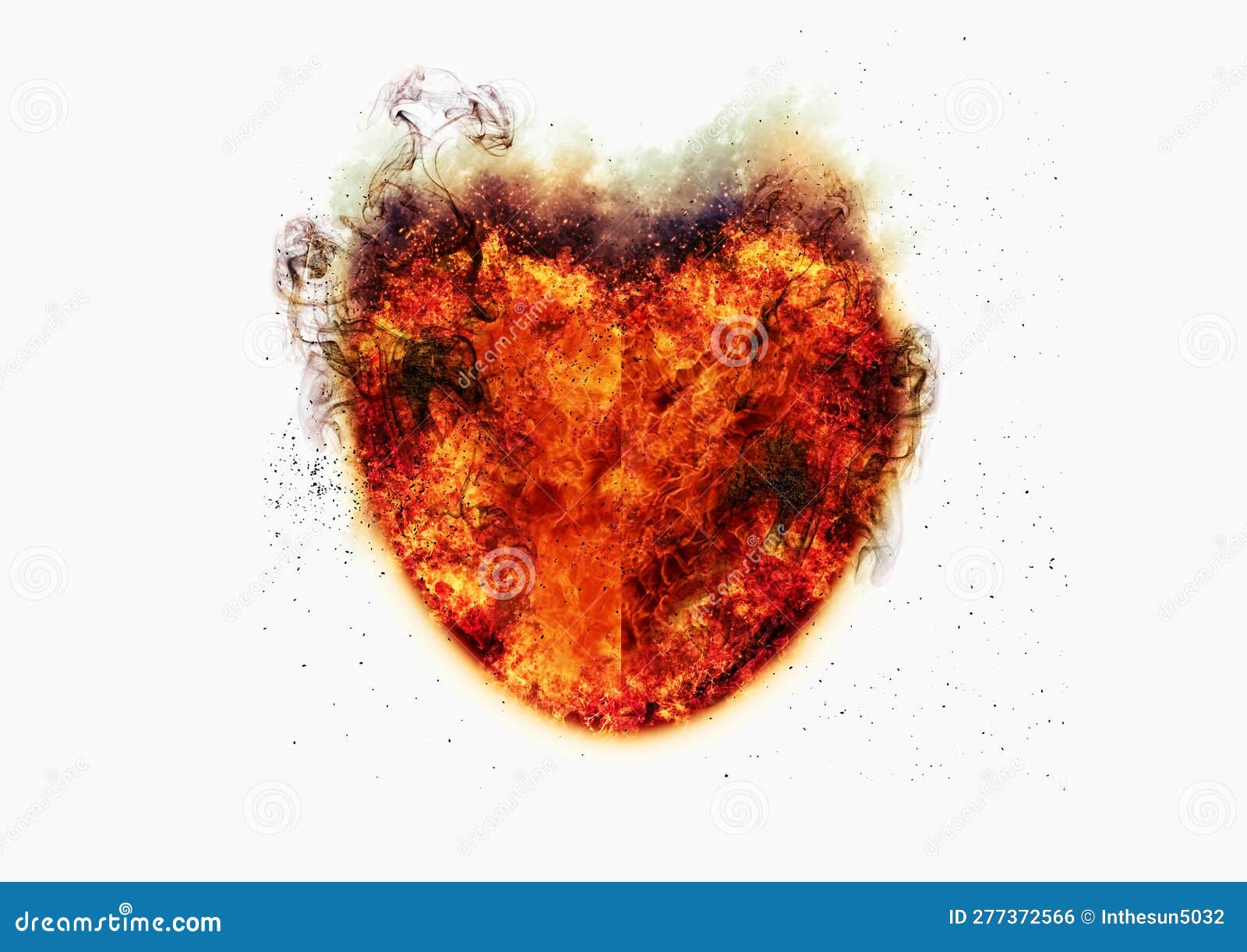 3d Illustration of Flames Burning in Heart Shape Stock Illustration ...