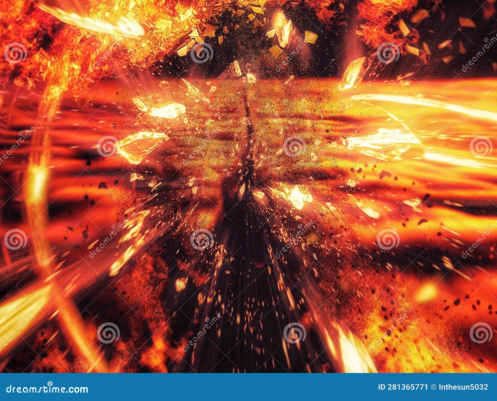 3d Illustration of Flames Exploding Stock Image - Image of burn, break ...