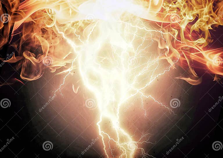 3d Illustration of Flames and Lightning Stock Illustration ...