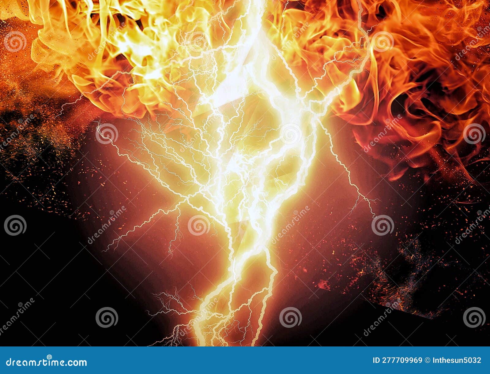 3d Illustration of Flames and Lightning Stock Illustration ...
