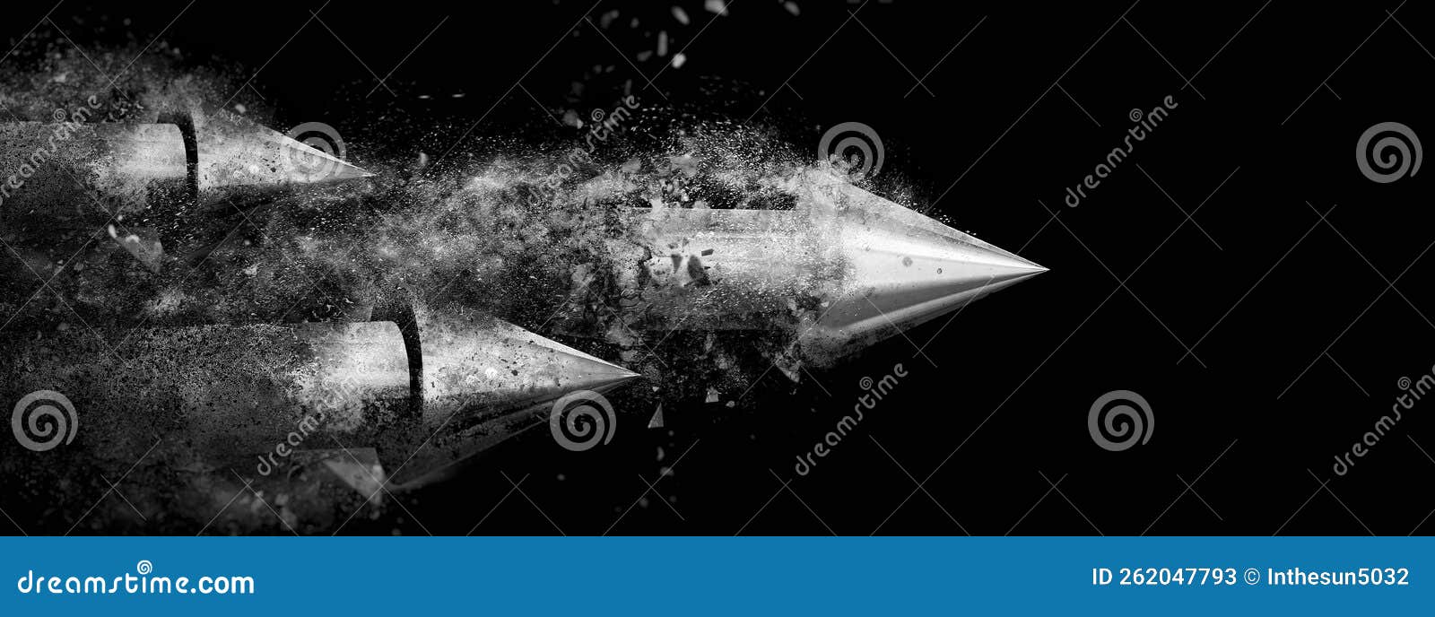 3D Illustration of a Flaming Rocket Missile Fired Stock Illustration ...