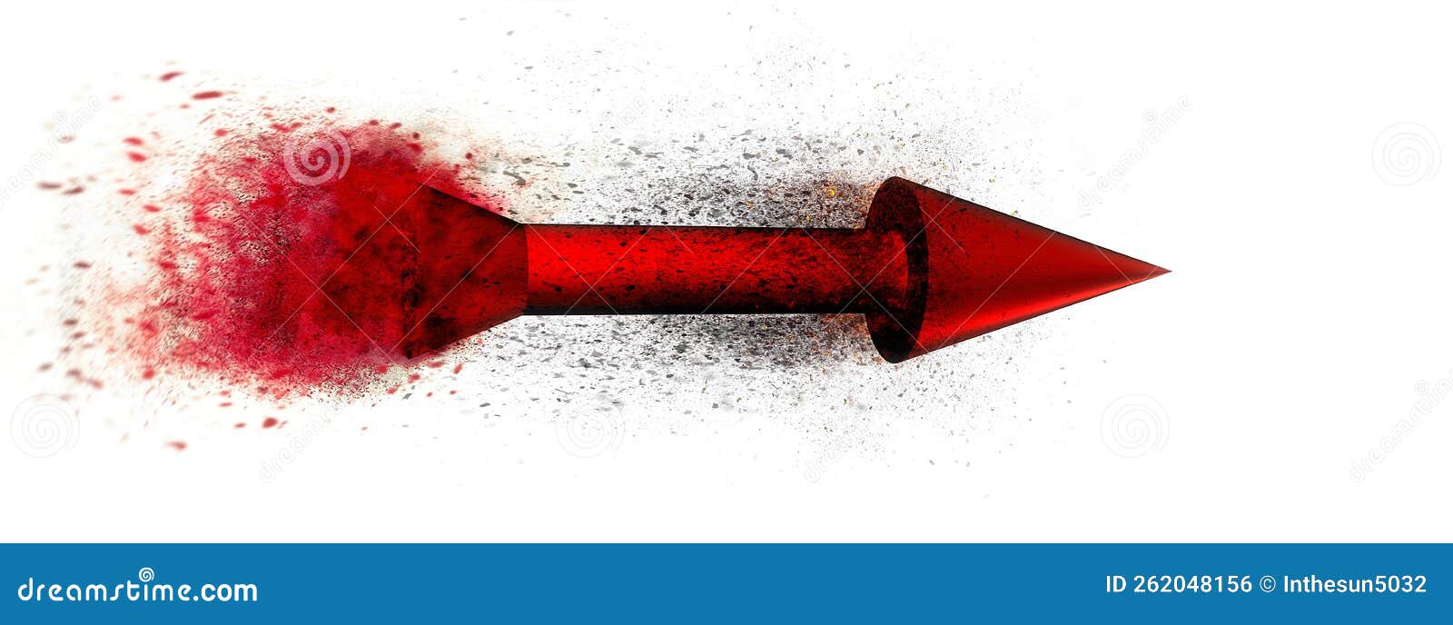 3D Illustration of a Flaming Rocket Missile Fired Stock Illustration ...