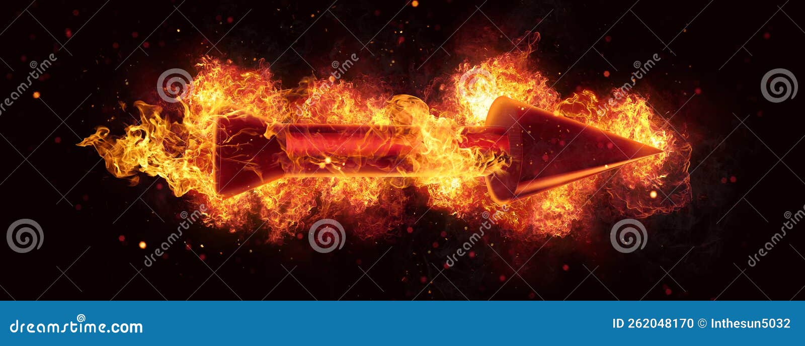 3D Illustration of a Flaming Rocket Missile Fired Stock Illustration ...