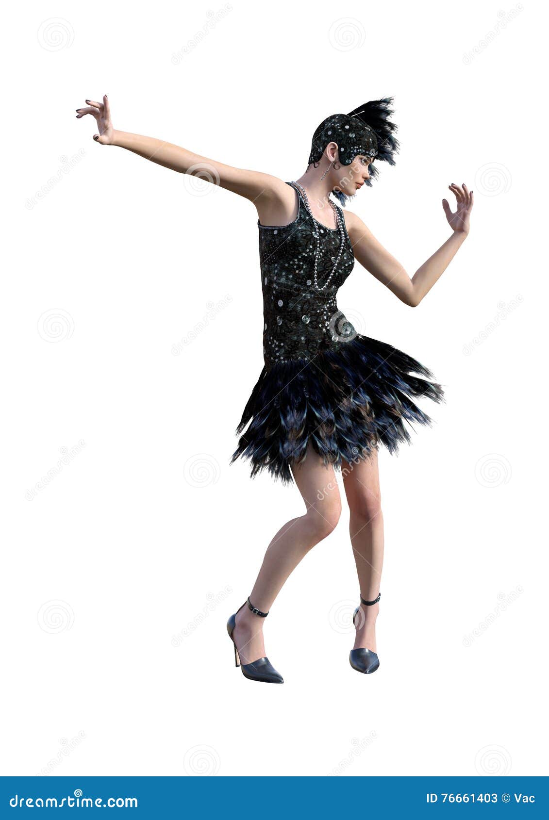 3D Illustration Flapper Dancing on White Stock Illustration ...