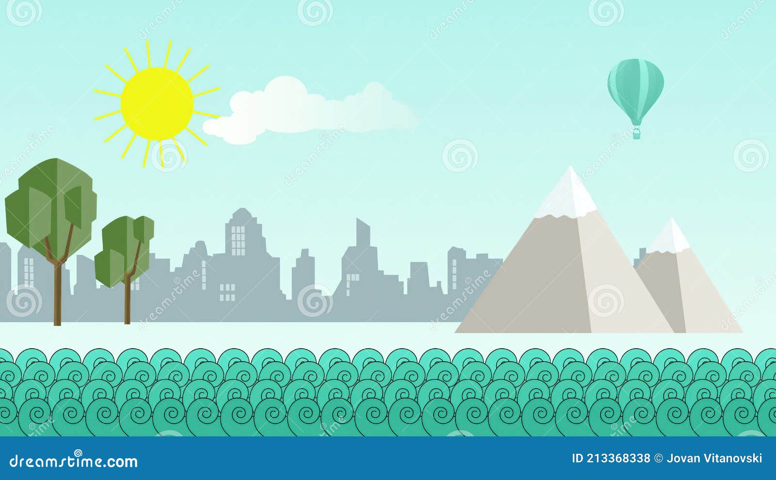 Cartoon Panoramic View Of Mountain Landscape And Valley For Winter Or ...