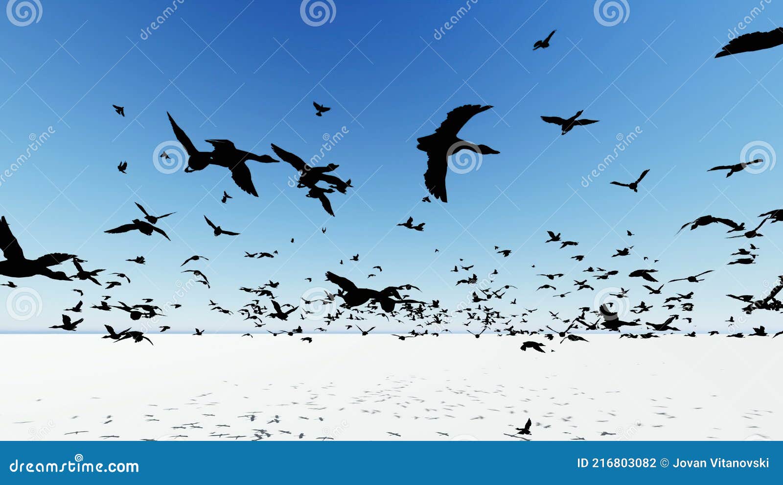Flock of Birds Flying Across the Screen Stock Illustration ...
