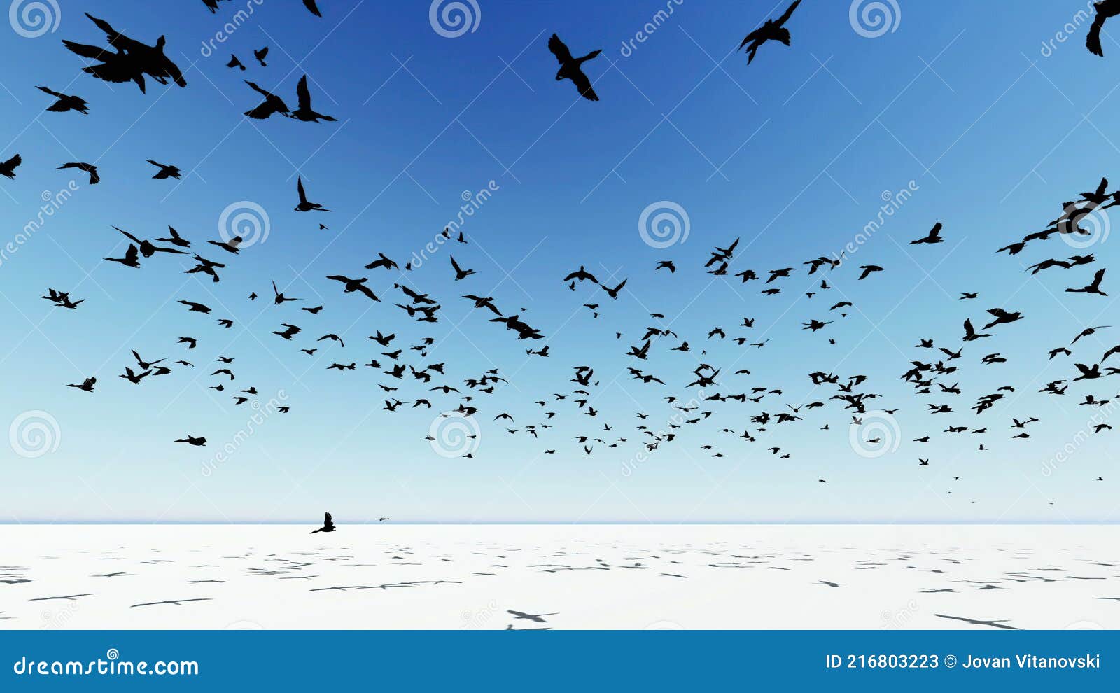 Flock of Birds Flying Across the Screen Stock Illustration ...