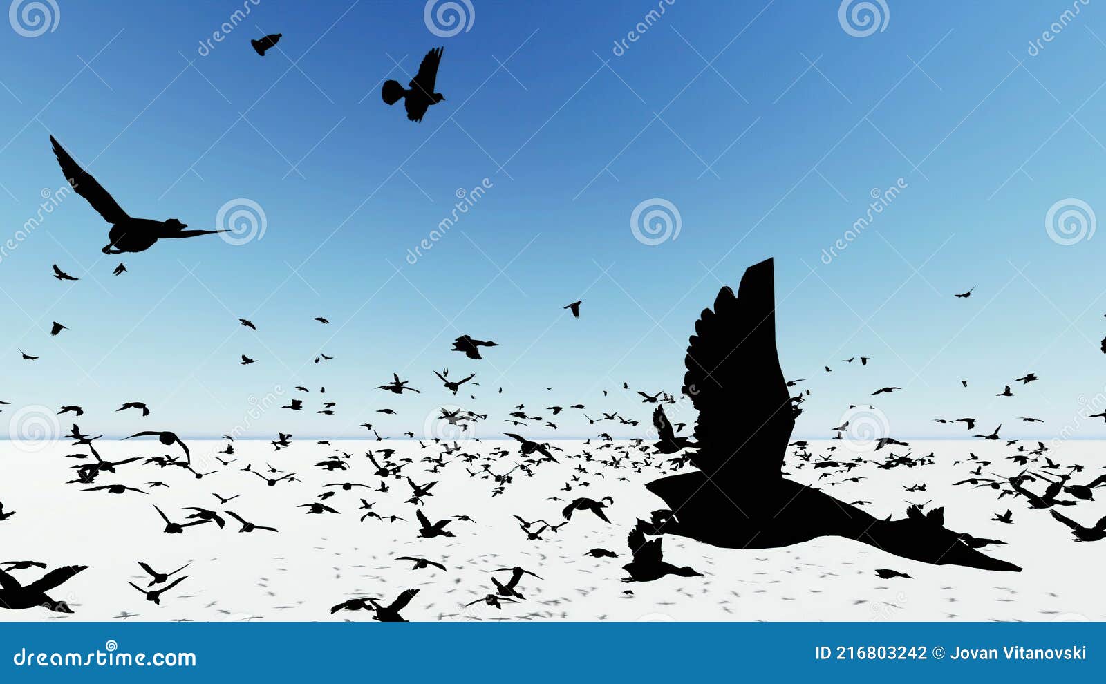 Flock of Birds Flying Across the Screen Stock Illustration ...