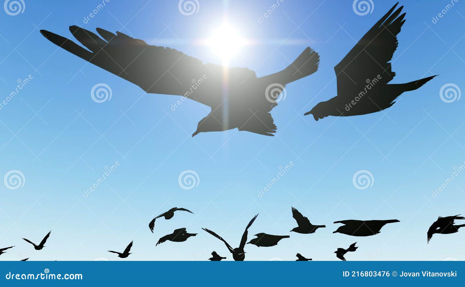 Flock of Birds Flying Across the Screen Stock Illustration ...
