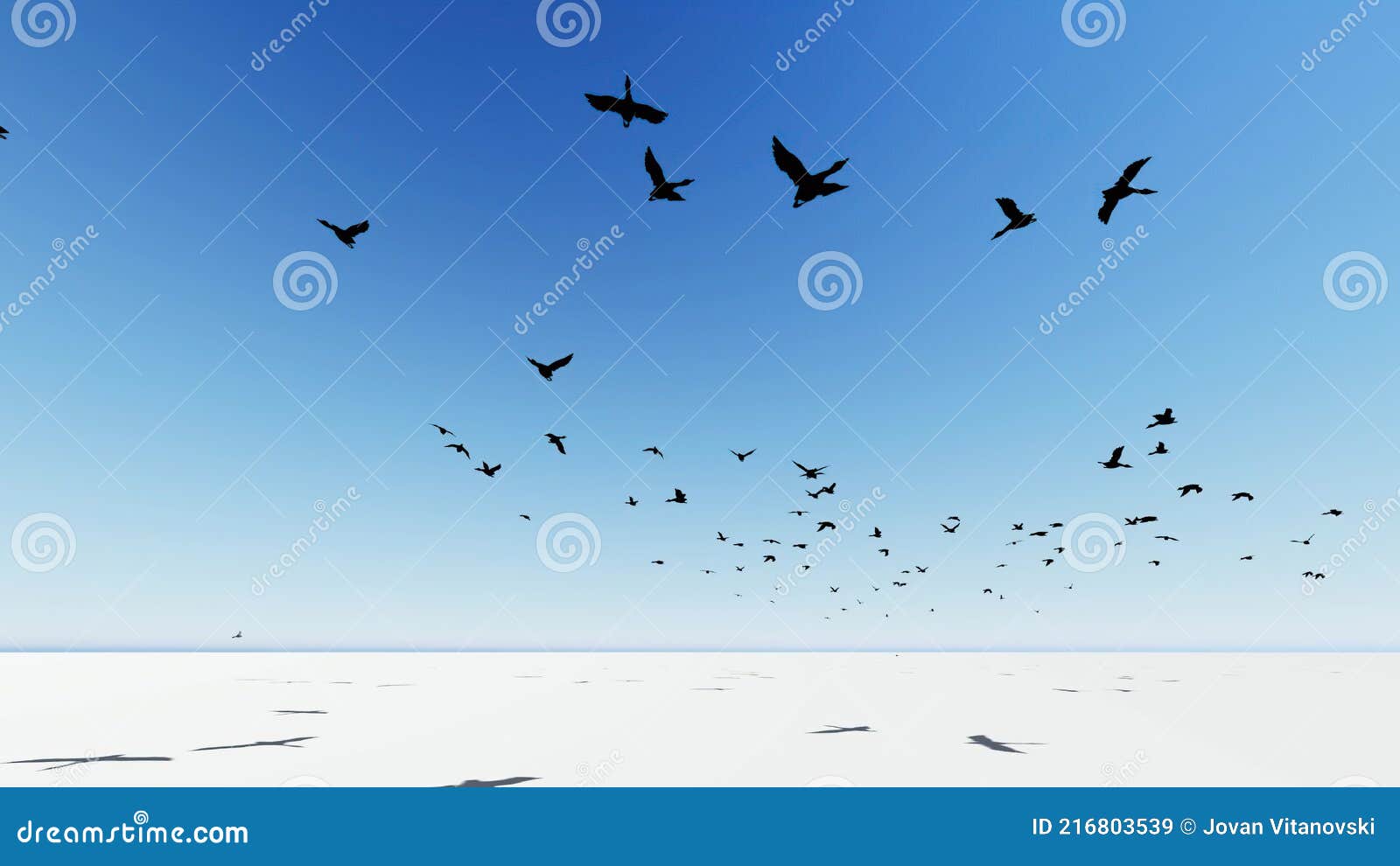Flock of Birds Flying Across the Screen Stock Illustration ...