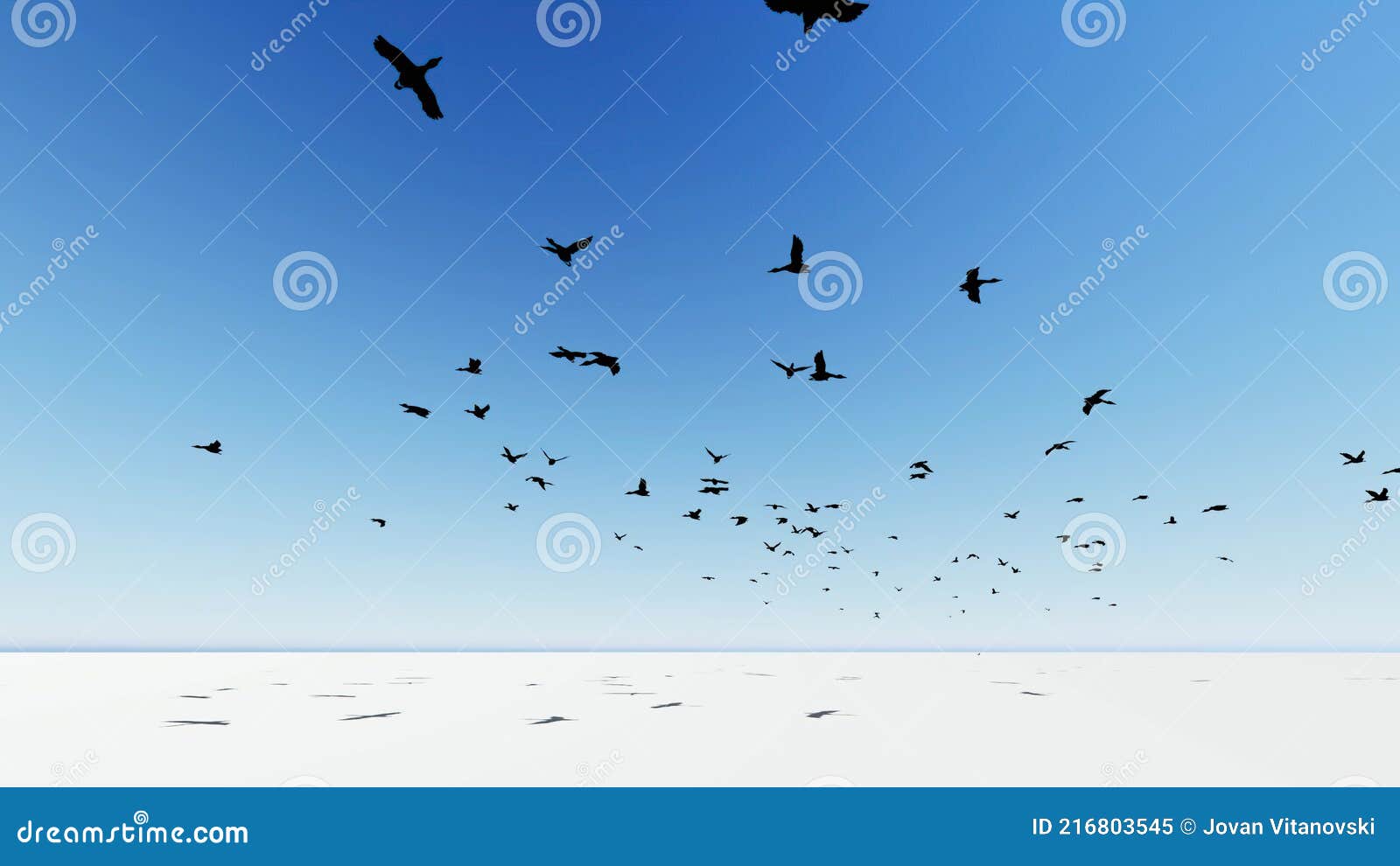 Flock of Birds Flying Across the Screen Stock Illustration ...