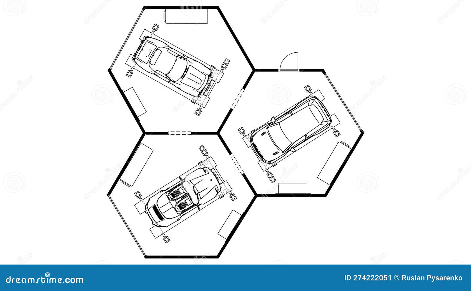 3d Illustration of Floor Plan of Car Service. Floor Plan of Car Service ...