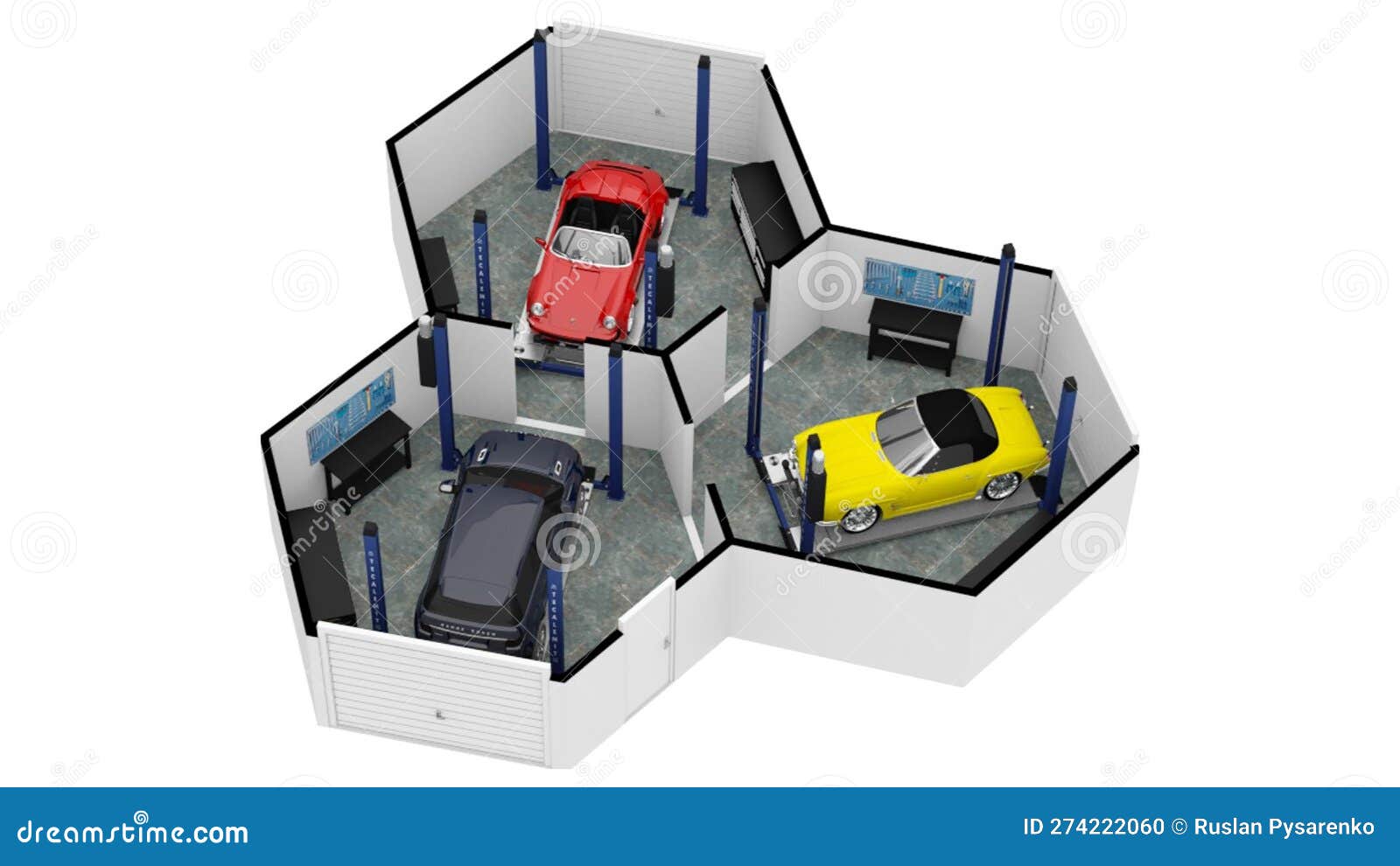 3d Illustration of Floor Plan of Car Service. Floor Plan of Car Service ...