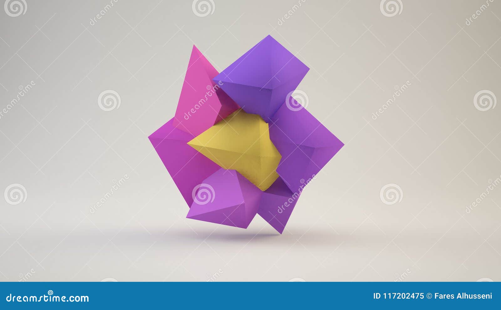 3d Illustration of a Flower Low Poly Shape Stock Illustration ...