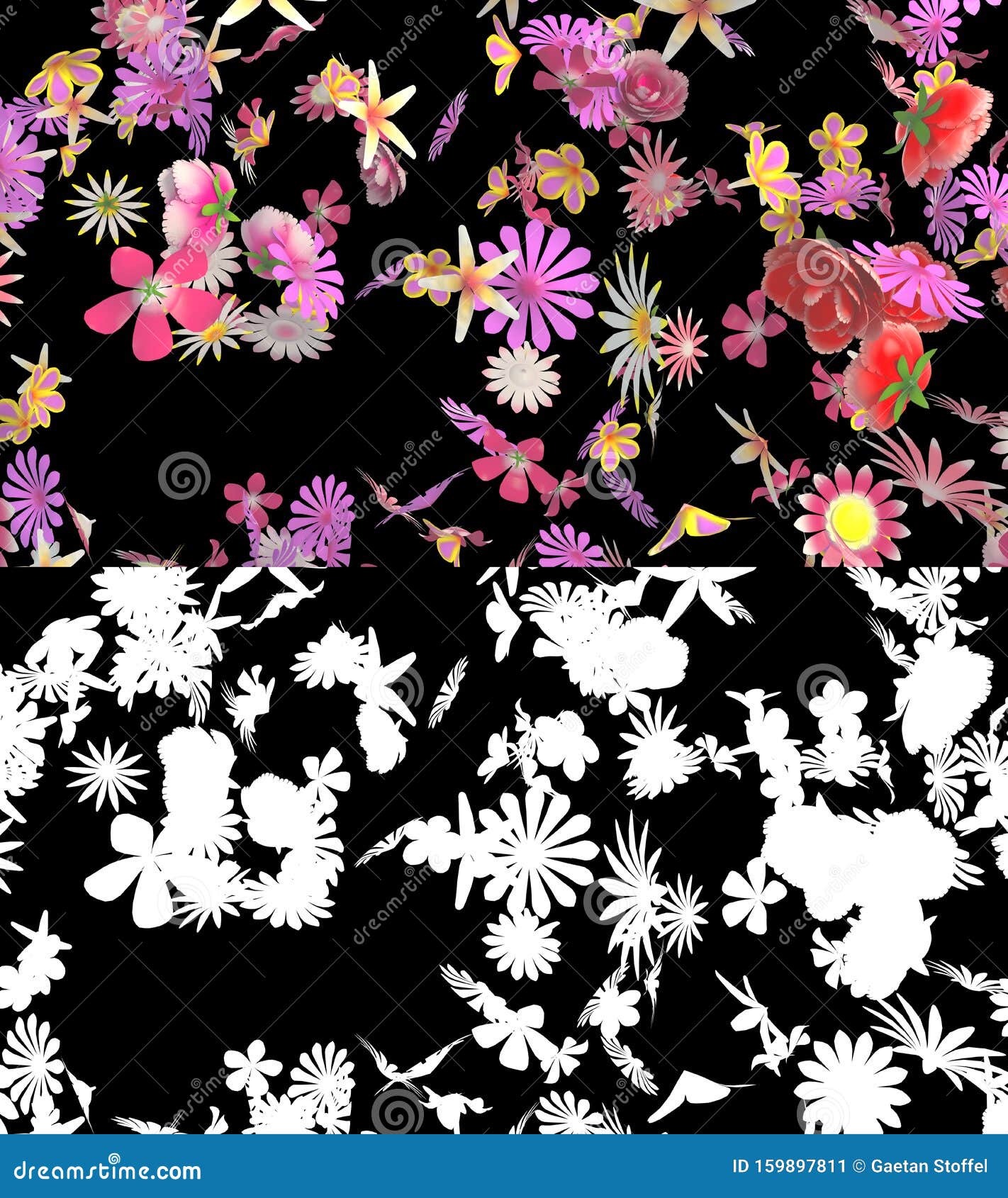 3D Illustration of a Flower Petals Flow with Alpha Layer Stock ...