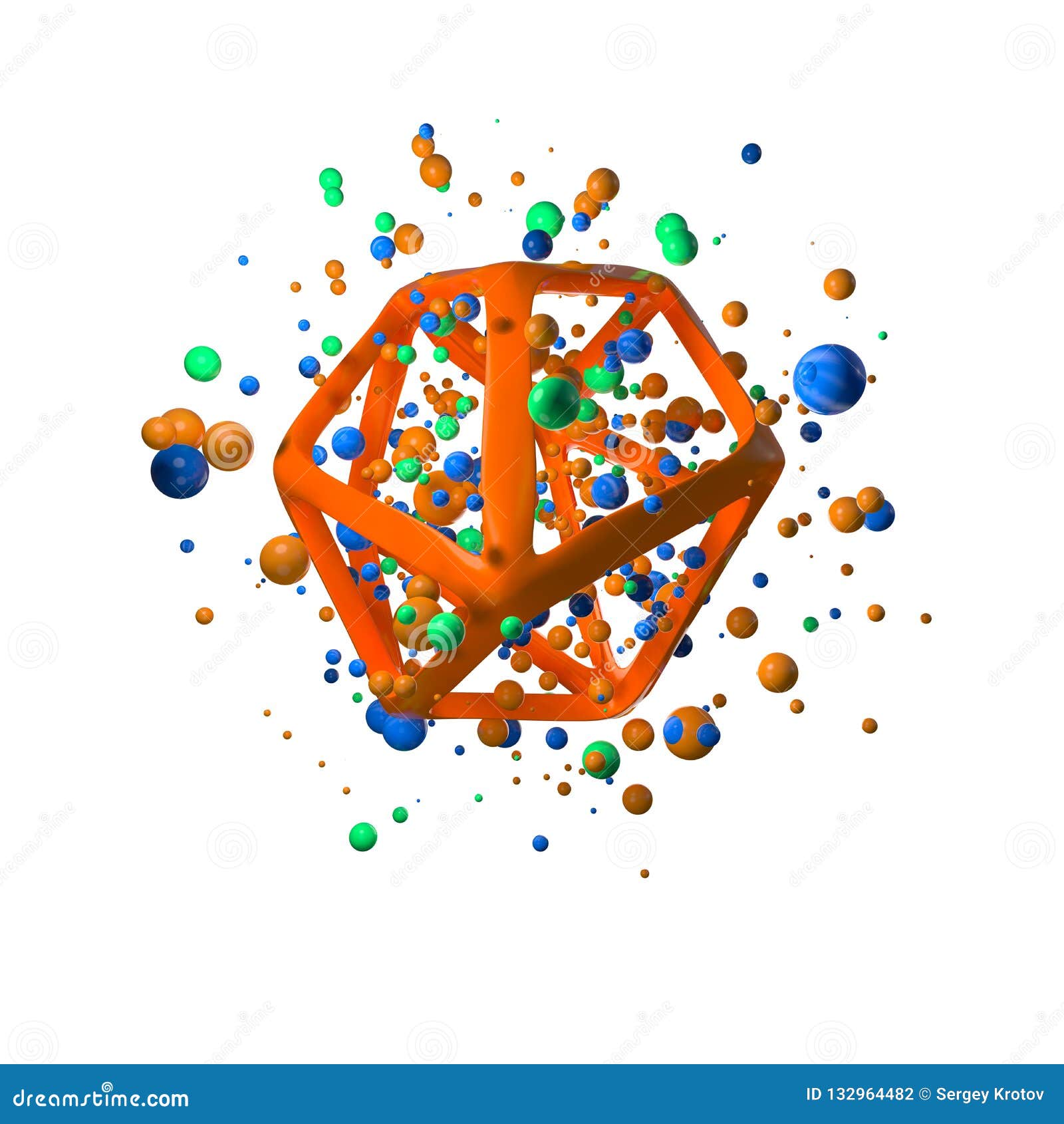 3d Illustration of Flying Realistic Primitives. Spherical Shapes in ...