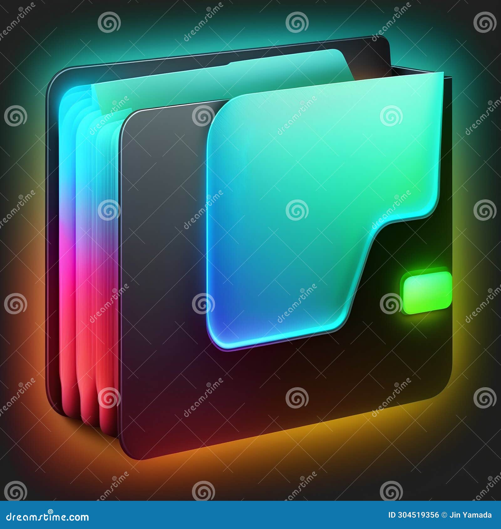 3d Illustration of Folder Icon Over Black Background with Colorful ...