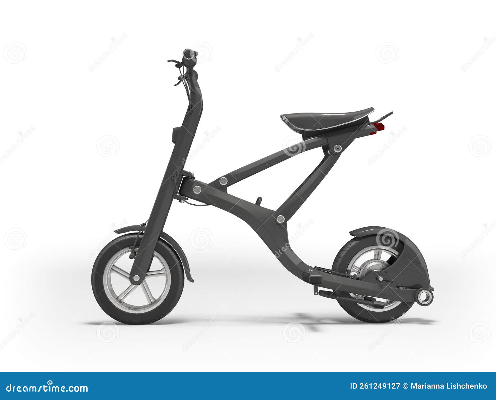 3d Illustration Folding Electric Scooter Side View on White Background ...