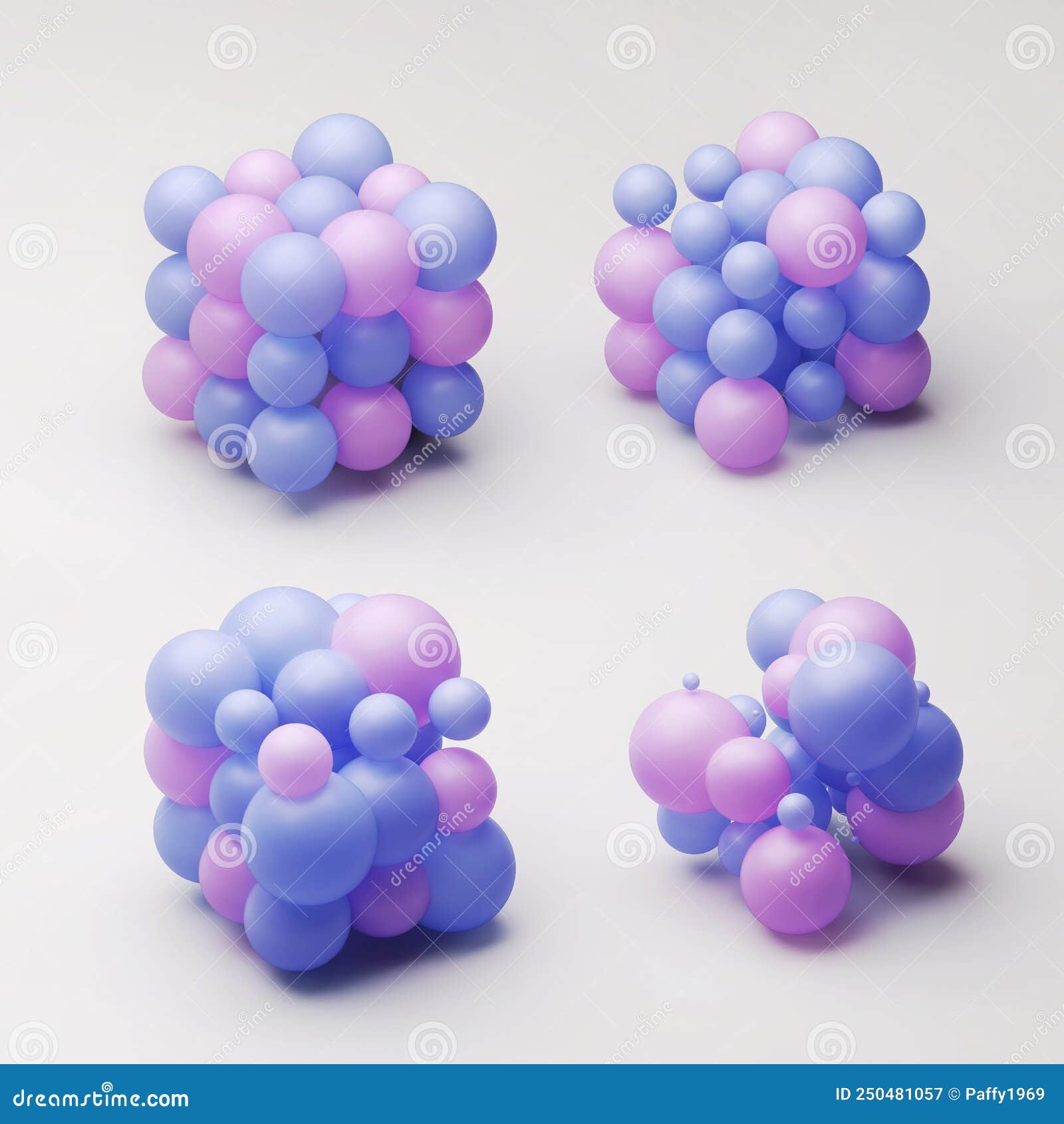 3D Illustration of Four Different Box Forms Grouped of Pastel Colored ...