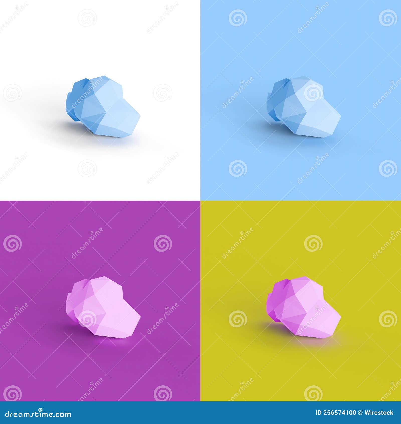 Polygon Clouds. Vector Set Of Clouds Silhouettes. Blue And White Stock ...