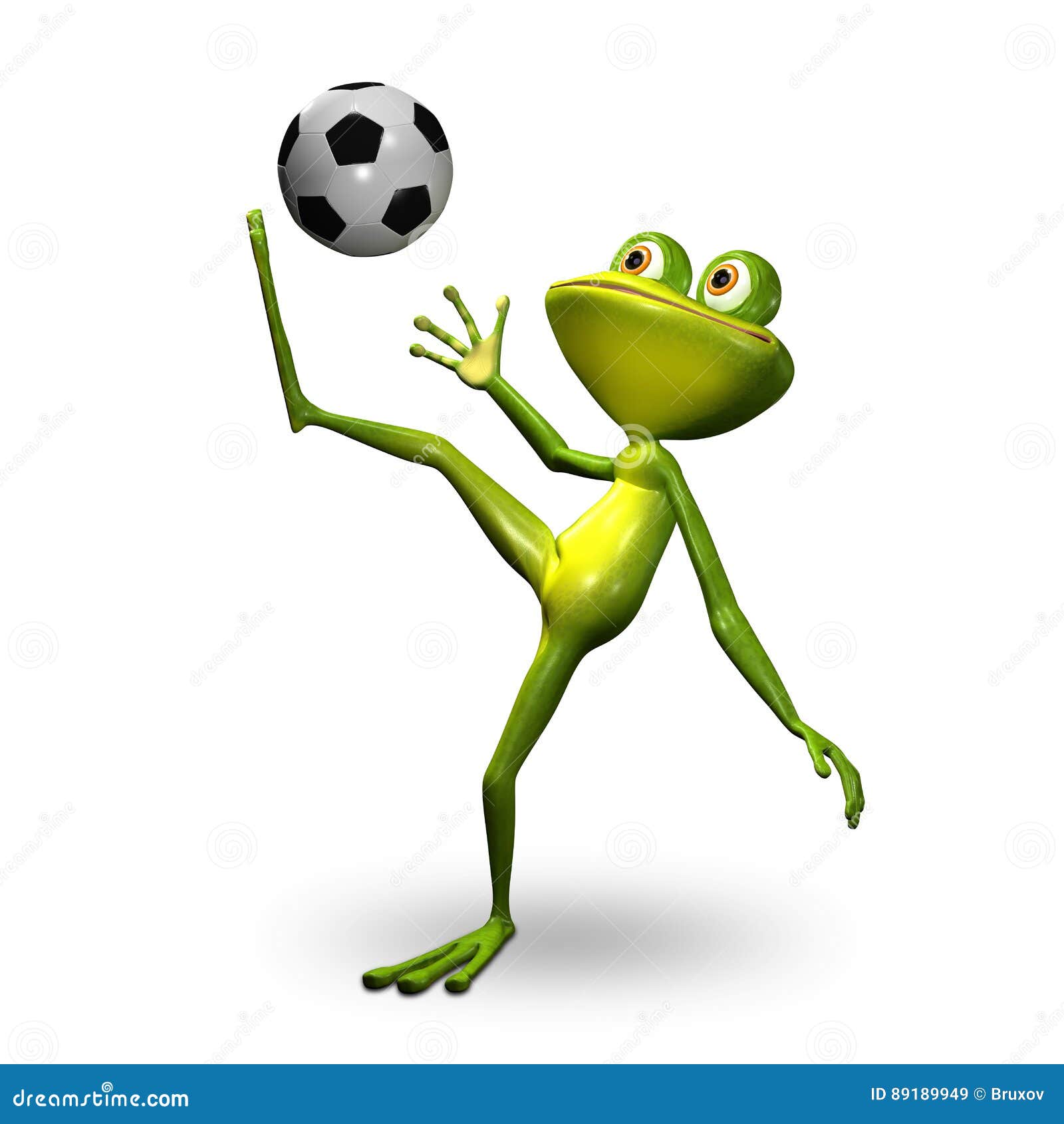 3d Illustration Frog with Ball Stock Image - Illustration of pass ...