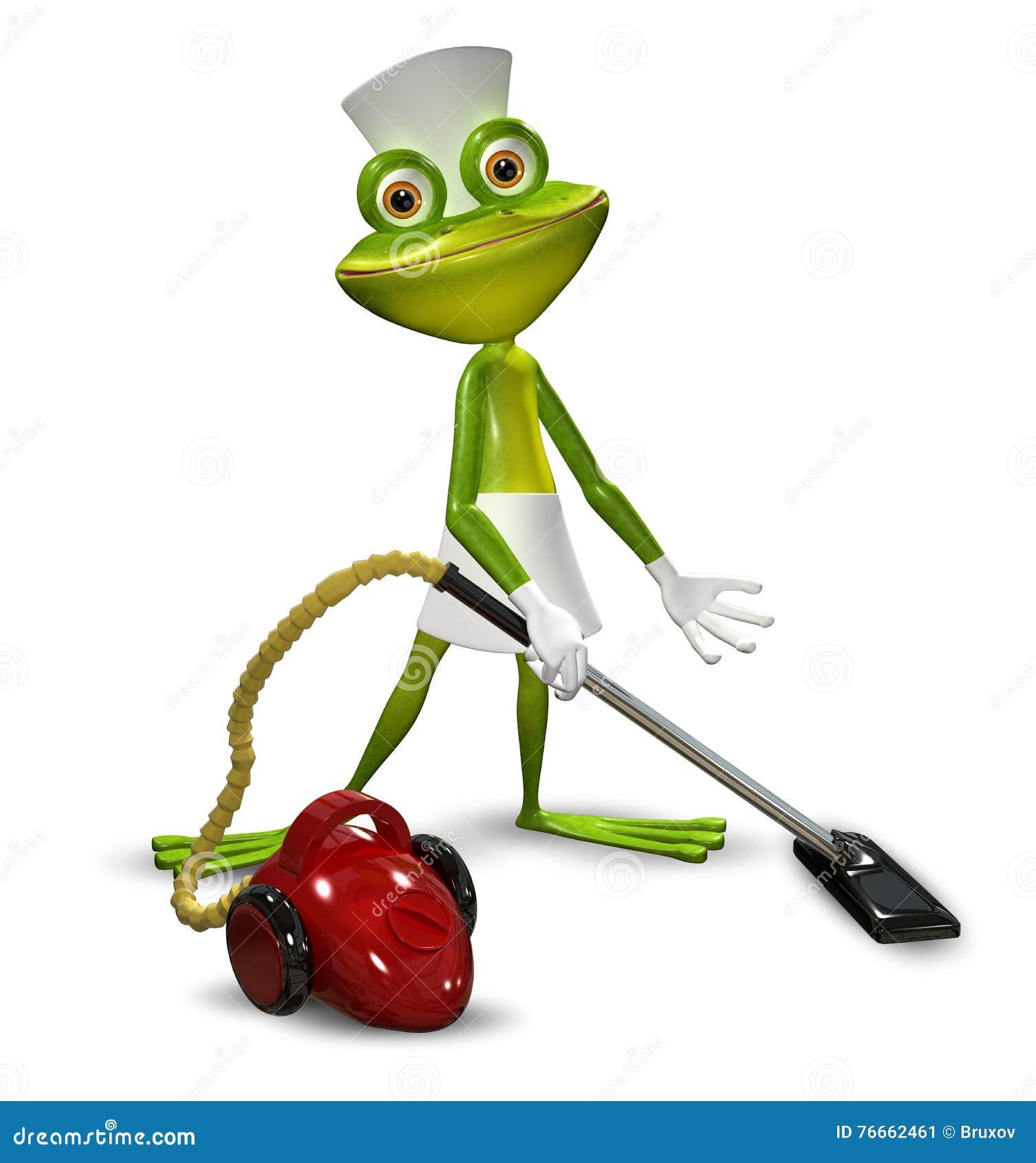 3d Illustration of a Frog with a Maid Vacuuming Stock Image ...