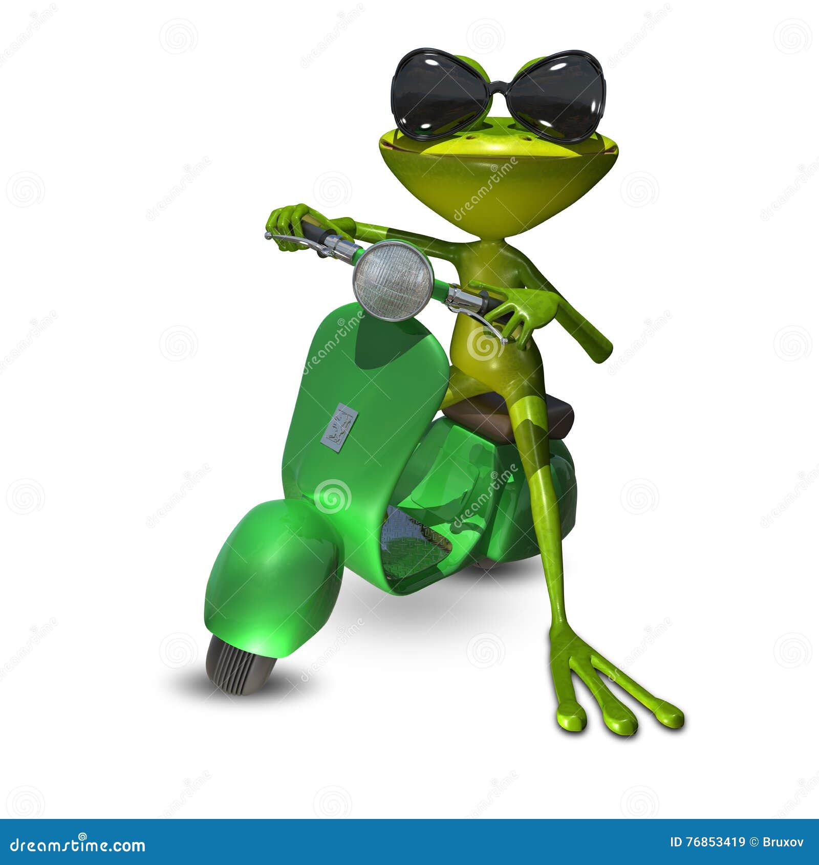 3D Illustration of a Frog on a Motor Scooter Stock Image - Illustration ...