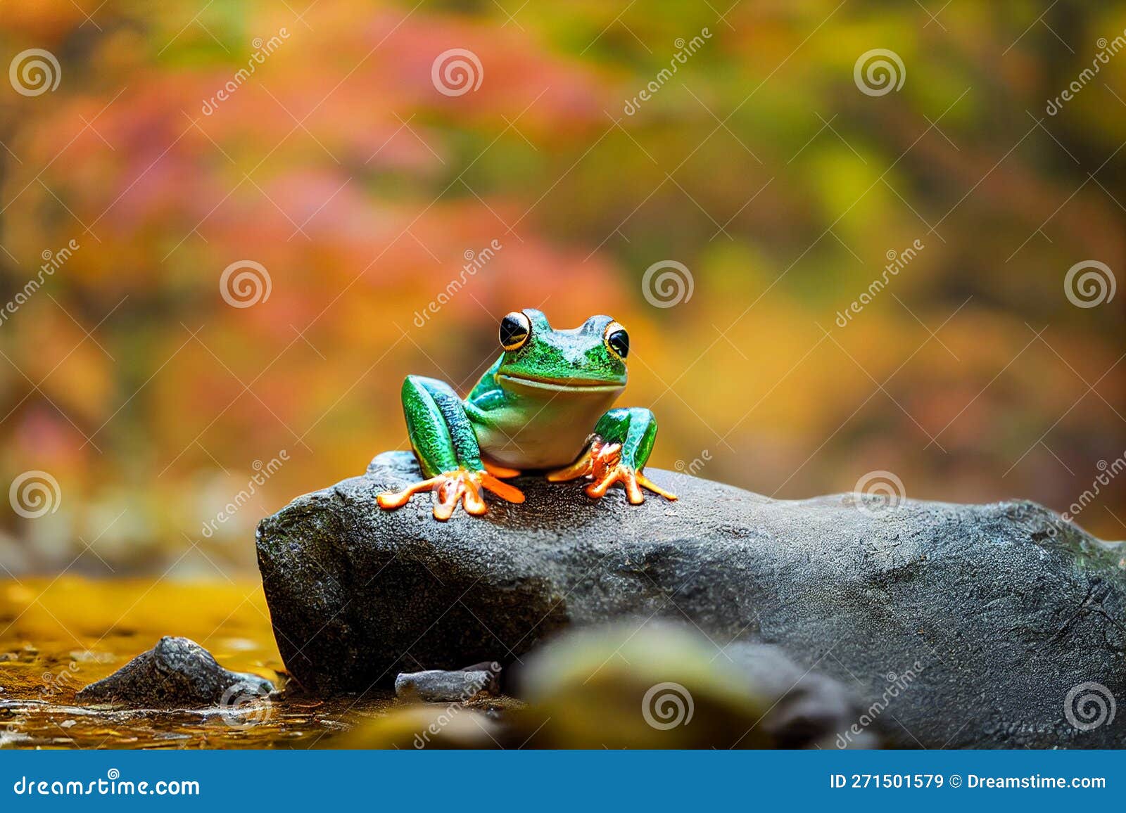 3d Illustration of a Frog Sitting on a Rock Generative AI Illustration ...