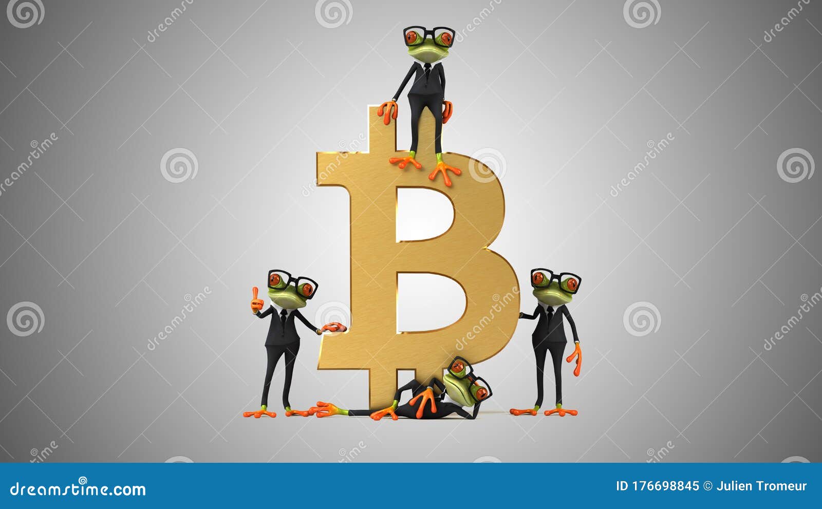3D Illustration of Frogs with Bitcoin Stock Illustration - Illustration ...