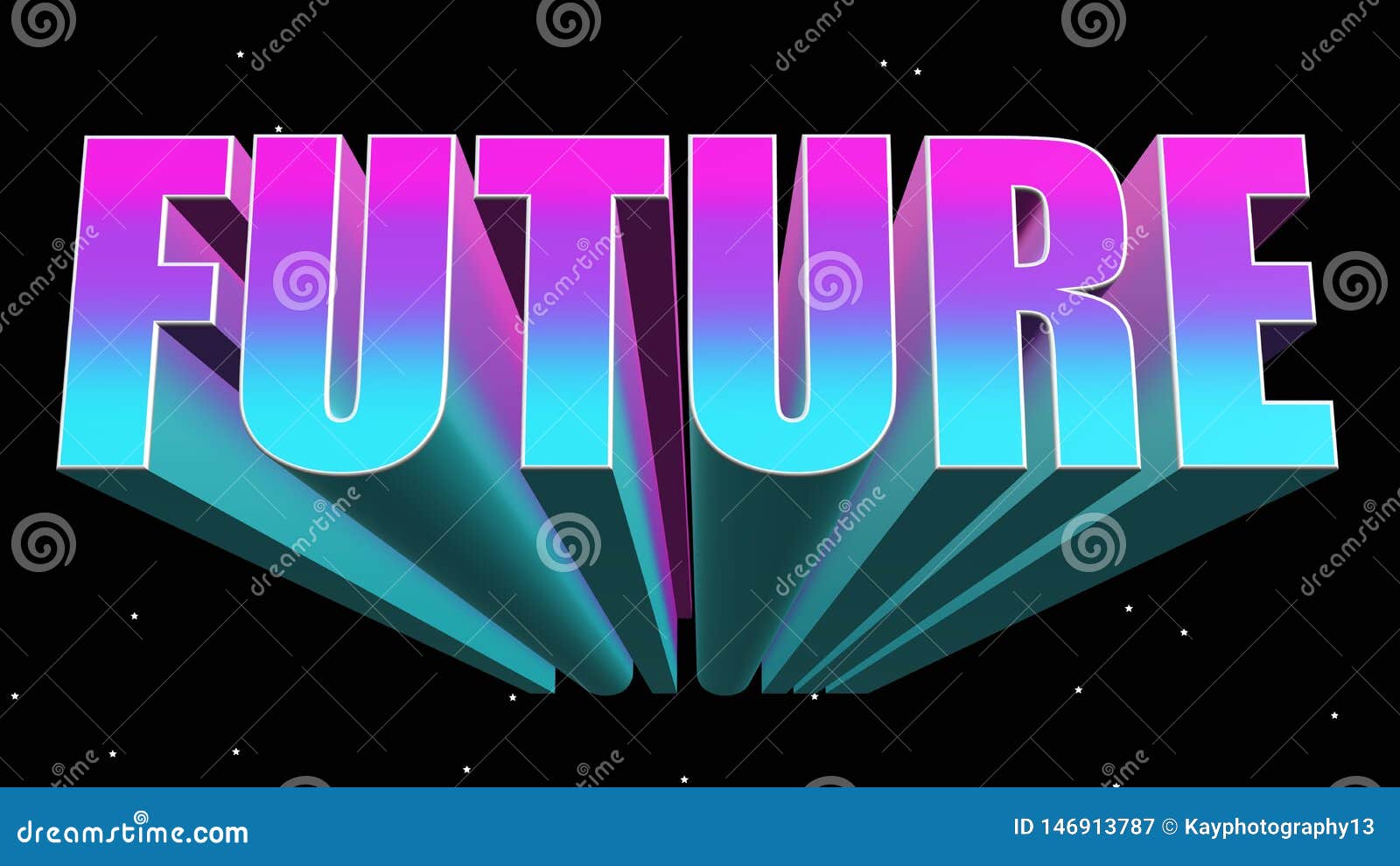 3D Illustration of Future Text on Black Background. 3D Rendering Stock ...