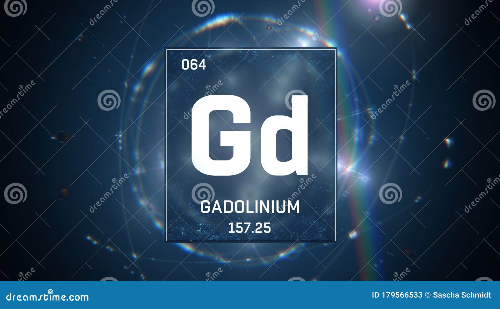 Gadolinium As Element 64 of the Periodic Table 3D Illustration on Blue ...