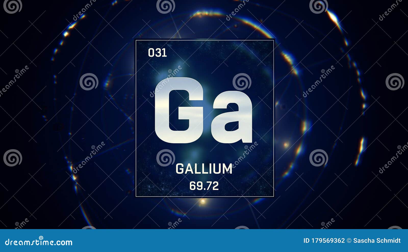 Gallium As Element 31 of the Periodic Table 3D Illustration on Blue ...