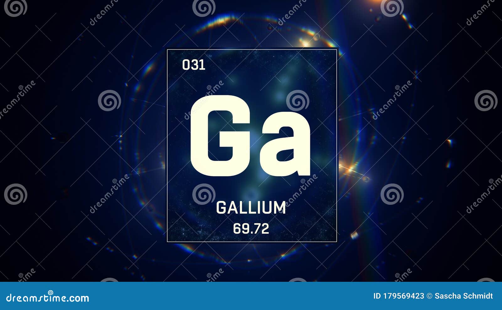 Gallium As Element 31 of the Periodic Table 3D Illustration on Blue ...