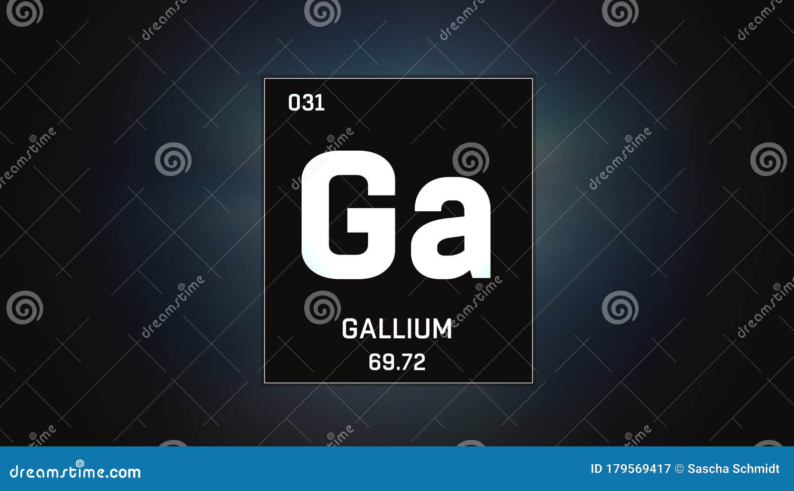 Gallium As Element 31 of the Periodic Table 3D Illustration on Grey ...