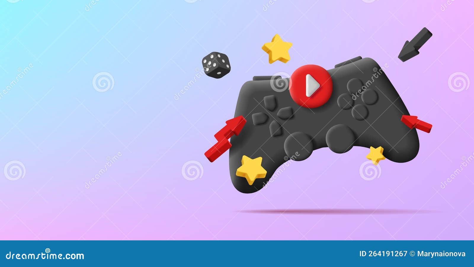 3d Illustration of Gamepad Controller with Buttons and Dynamic Play ...