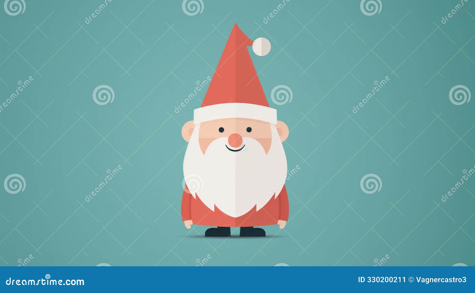2D Illustration of a Garden Gnome with a Simple Smile with Basic Shapes ...