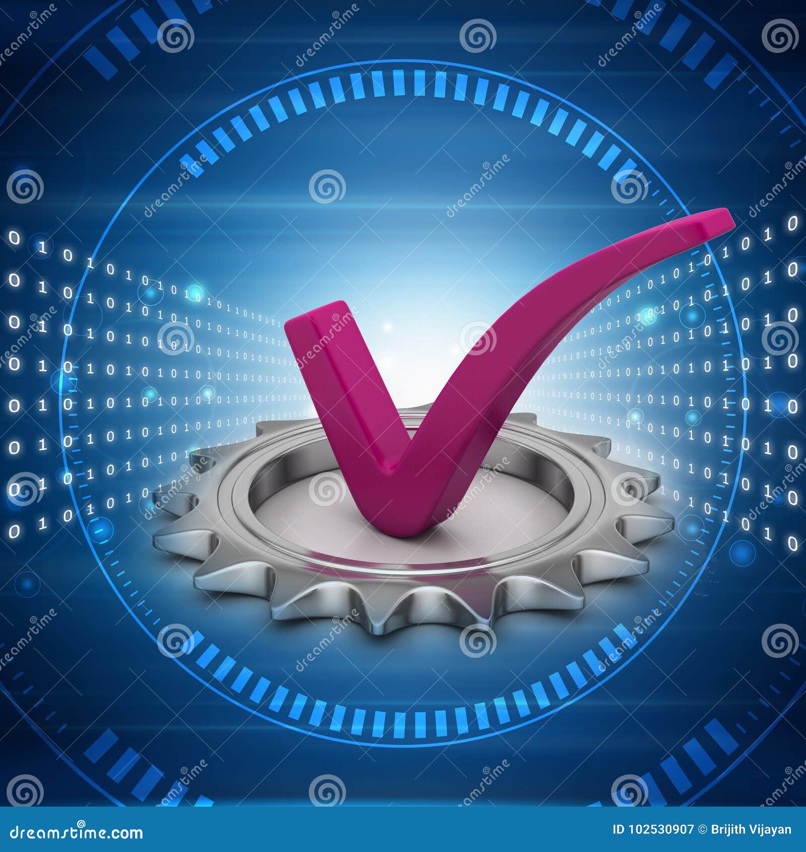 Gear wheel with check mark stock illustration. Illustration of mobile ...