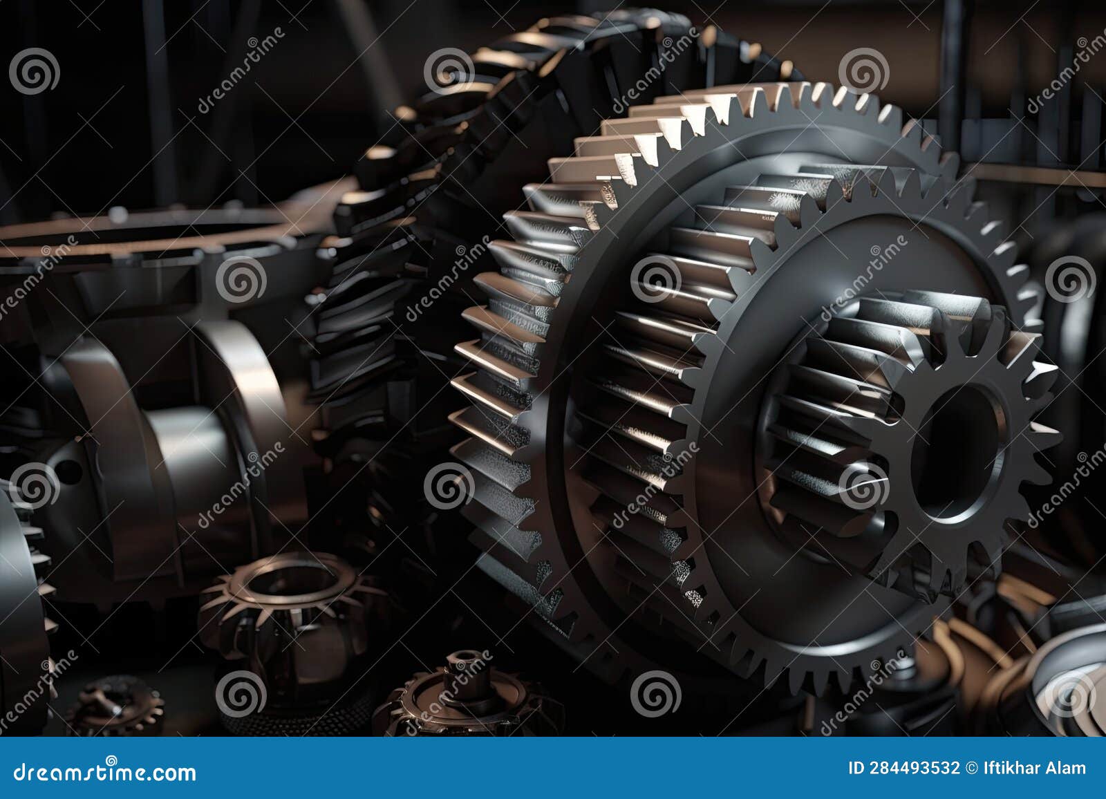 3d Illustration of Gear Wheels, Close Up. Industrial Background ...