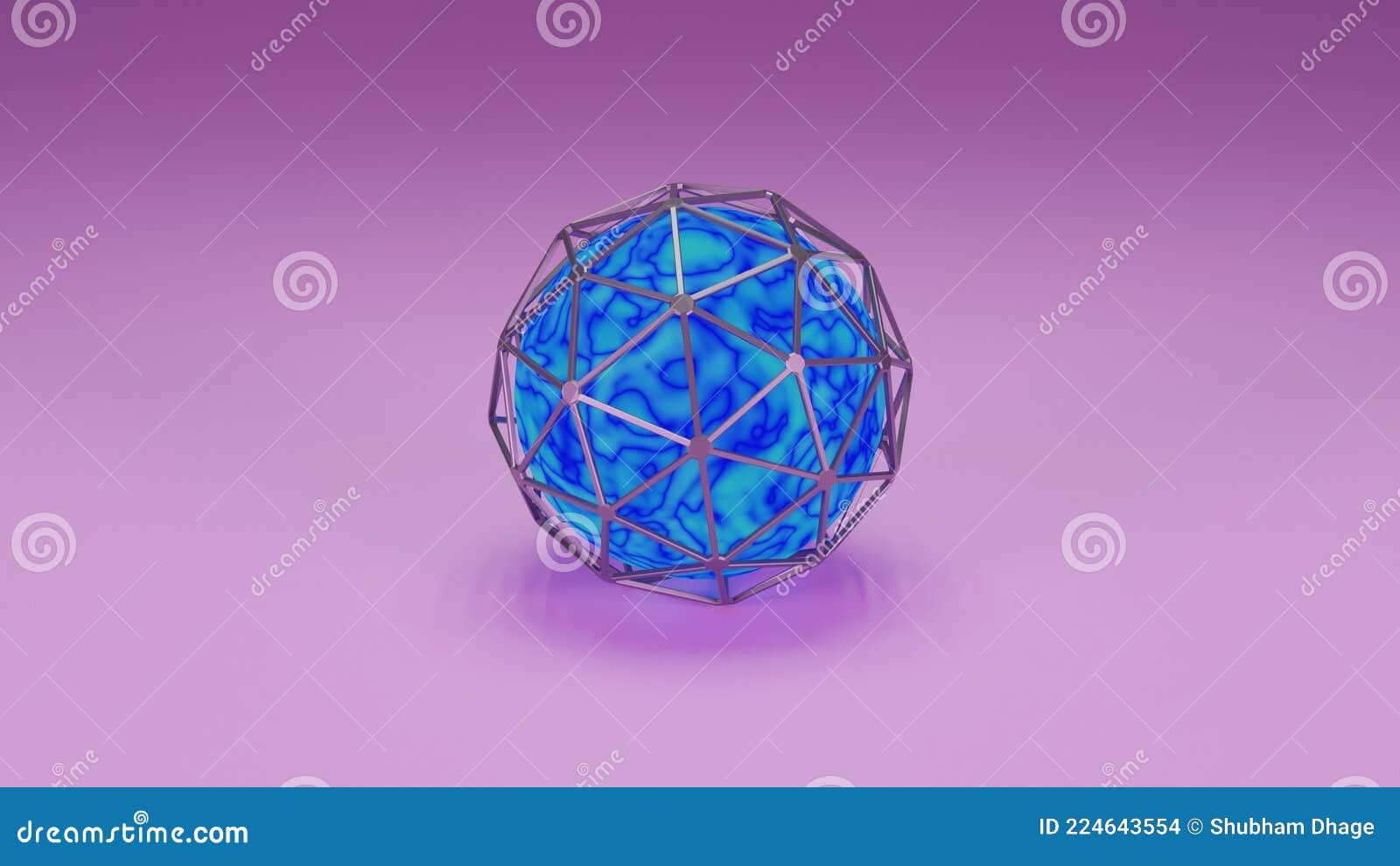 3d Illustration of a Gem Type Sphere Locked in a Envelope. Blue Light ...