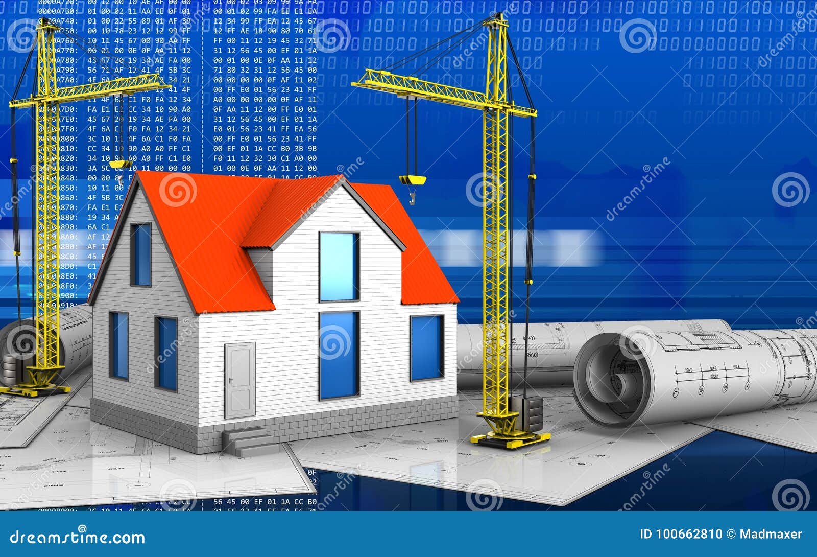 3d of generic house stock illustration. Illustration of cyber - 100662810