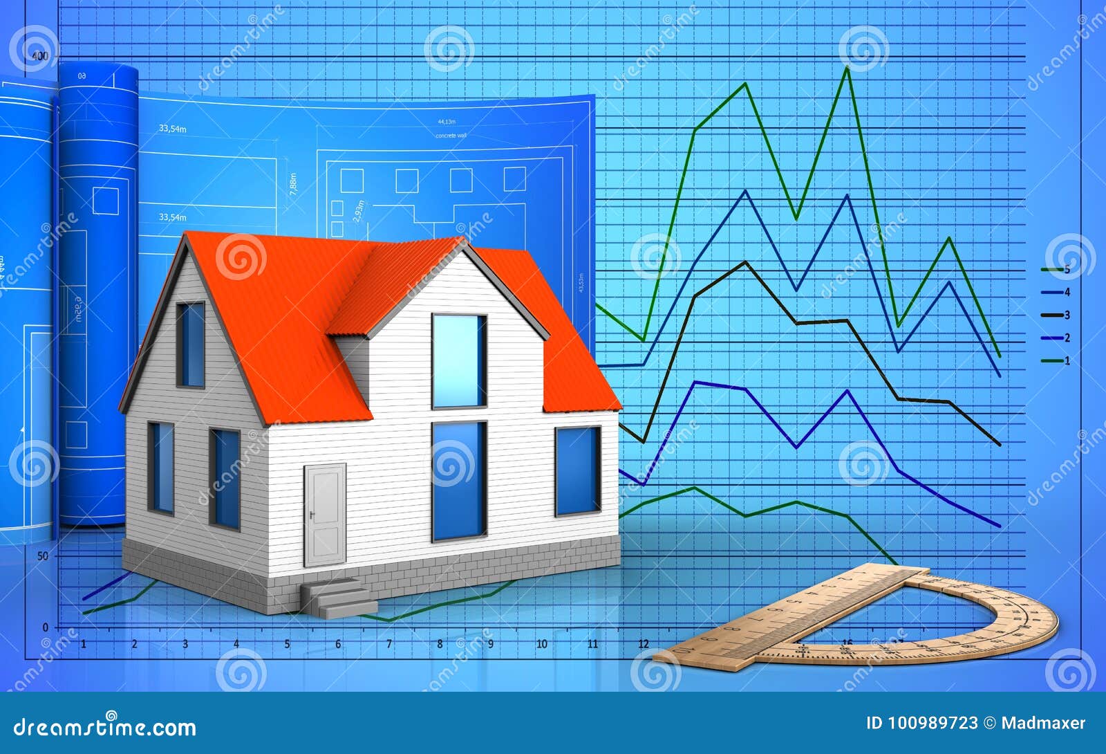 3d of generic house stock illustration. Illustration of paper - 100989723