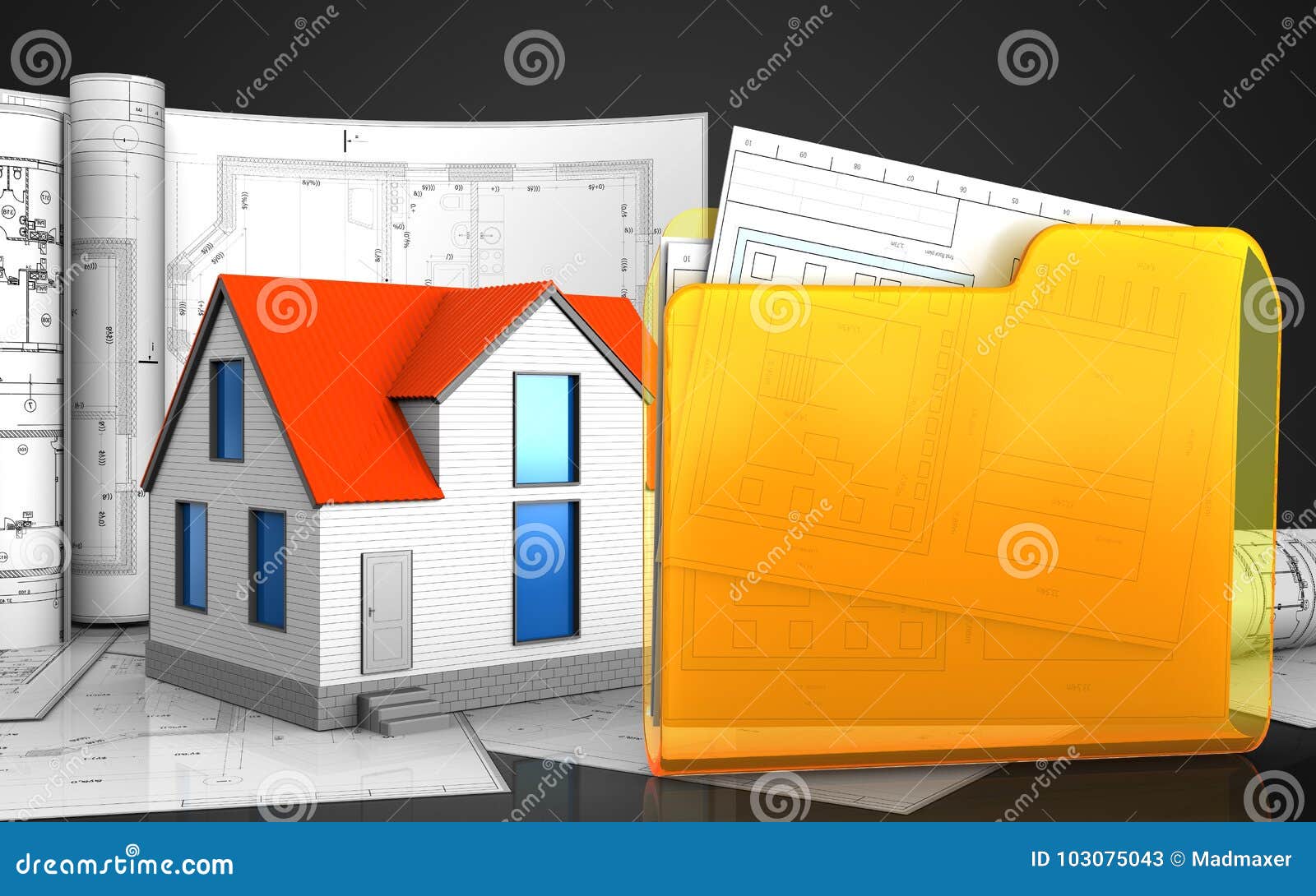 3d of generic house stock illustration. Illustration of model - 103075043