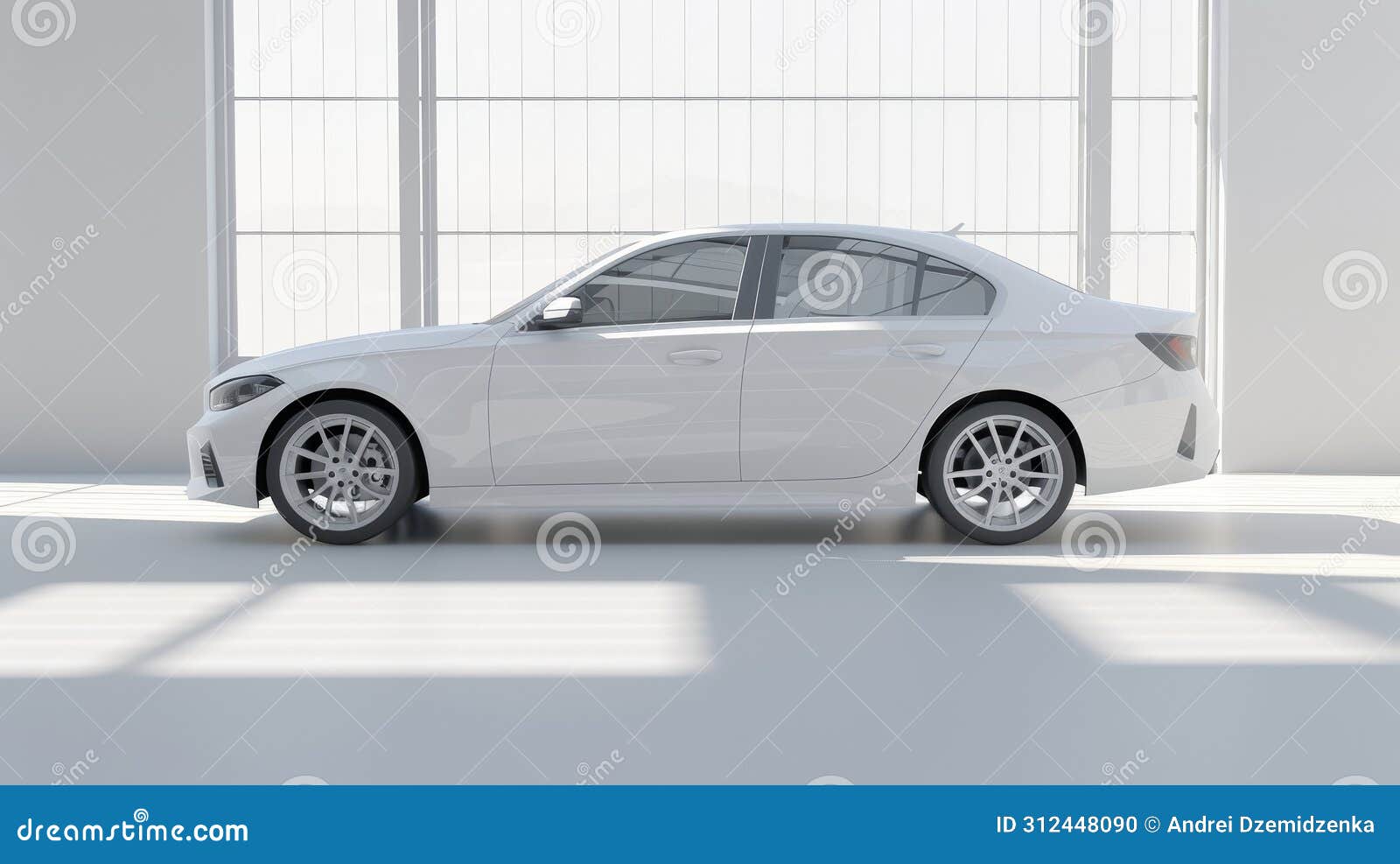 3D Illustration of Generic White Car in Side View (with Overlay). Stock ...