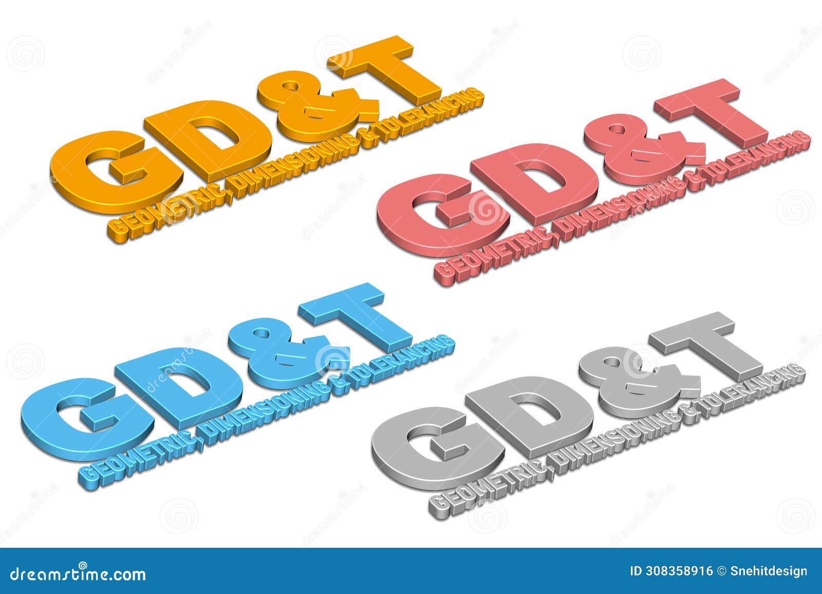 3D Illustration of Geometric Dimensioning and Tolerancing Text, Concept ...