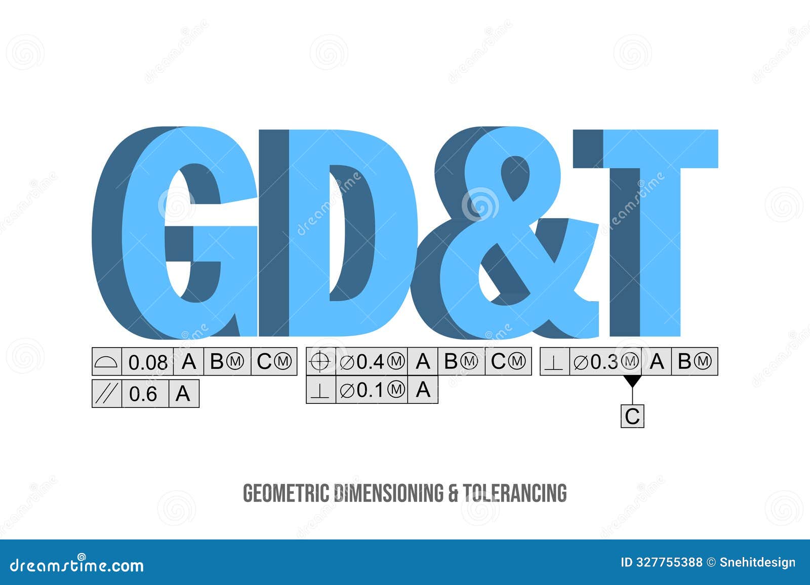 3D Illustration of Geometric Dimensioning and Tolerancing Text, Concept ...