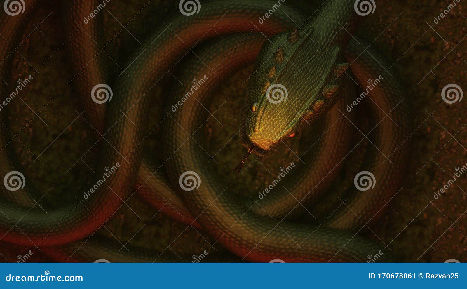 3D Illustration of a Giant Dragon Snake Stock Illustration ...