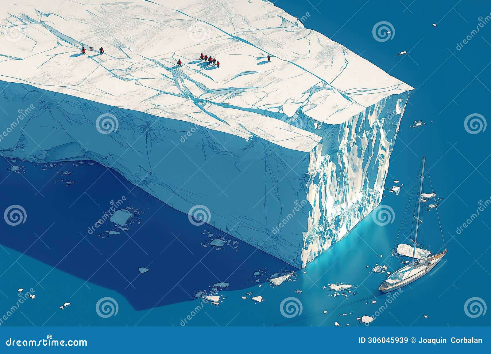 3d Illustration of a Giant Ice Block, an Iceberg Broken Off from the ...
