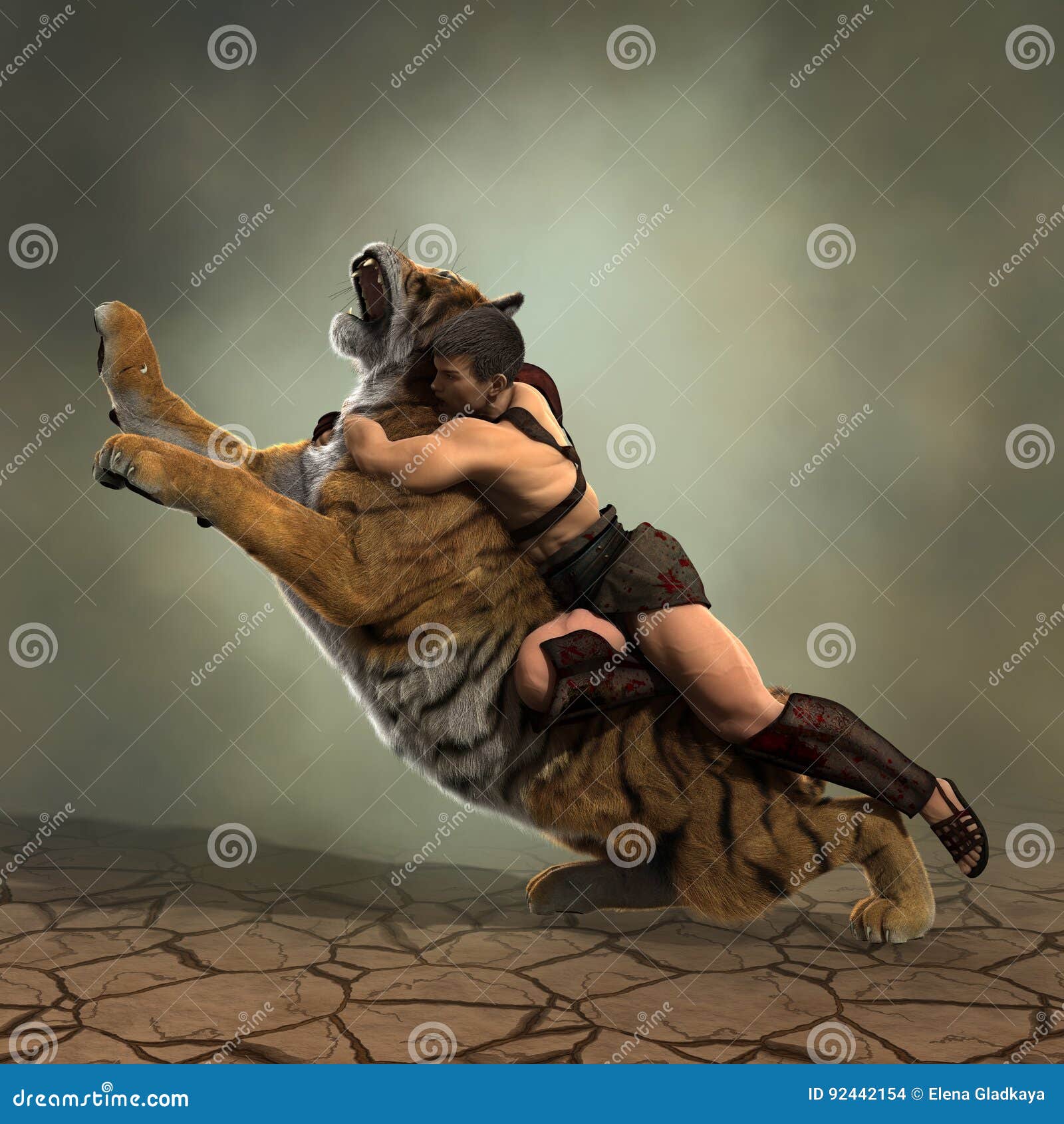 Gladiator Fighting With A Tiger Stock Photography | CartoonDealer.com ...