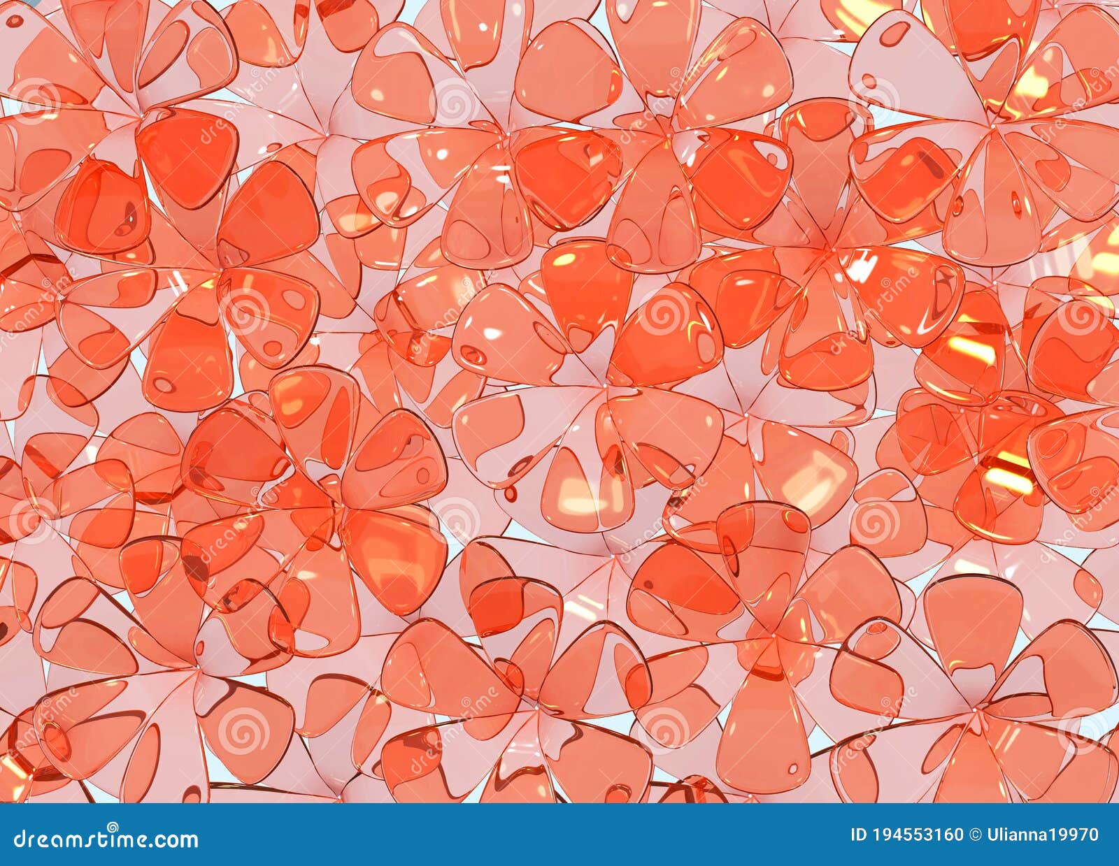 3d Illustration of Glass Flowers Pattern Texture on Blue Background ...